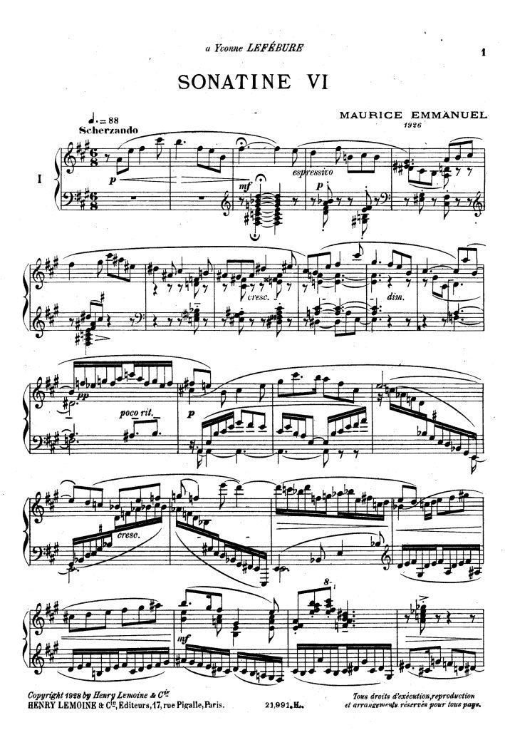 Emmanuel, Maurice - Pianorarescores