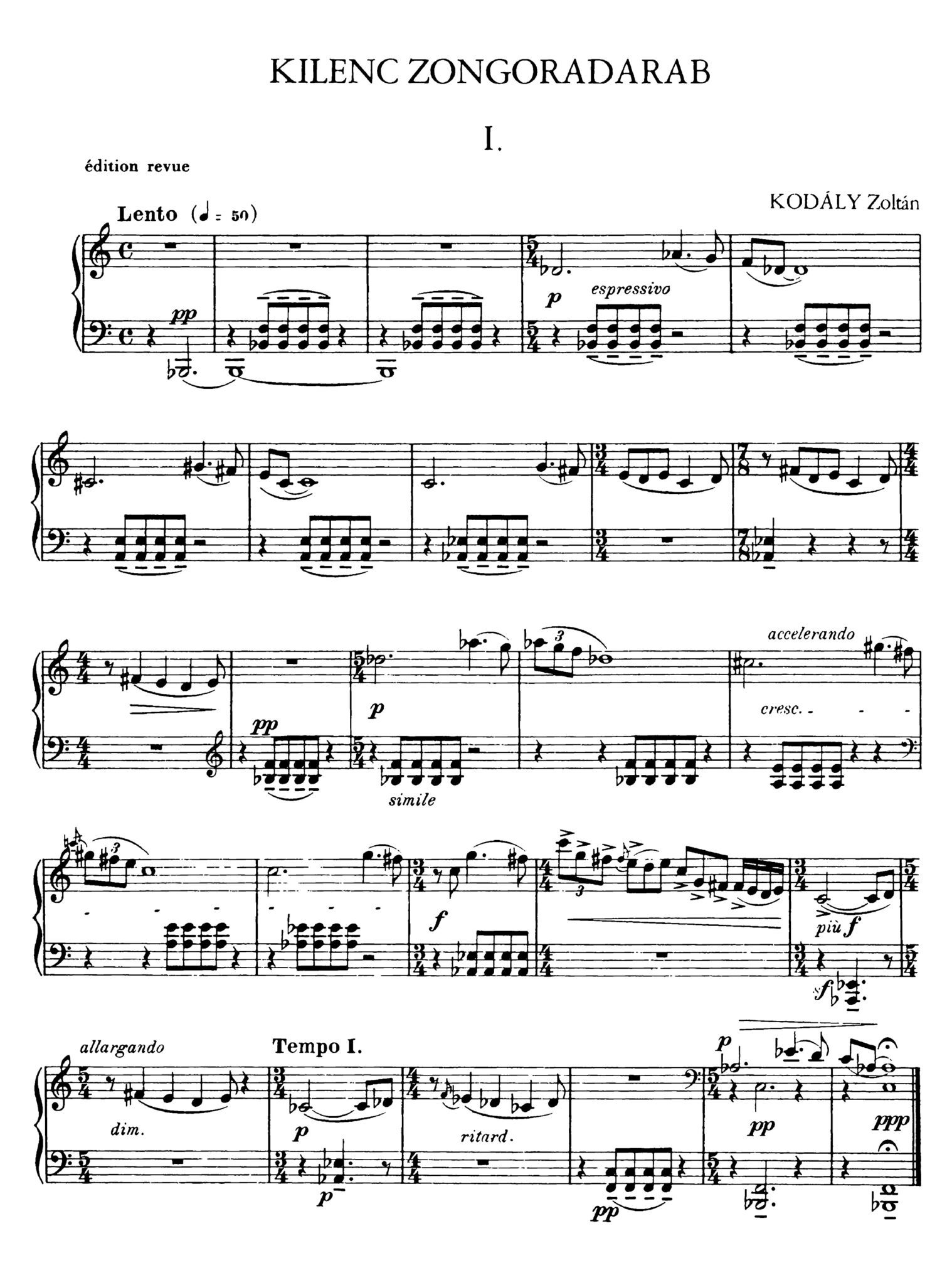 Kodaly, Zoltan - Pianorarescores