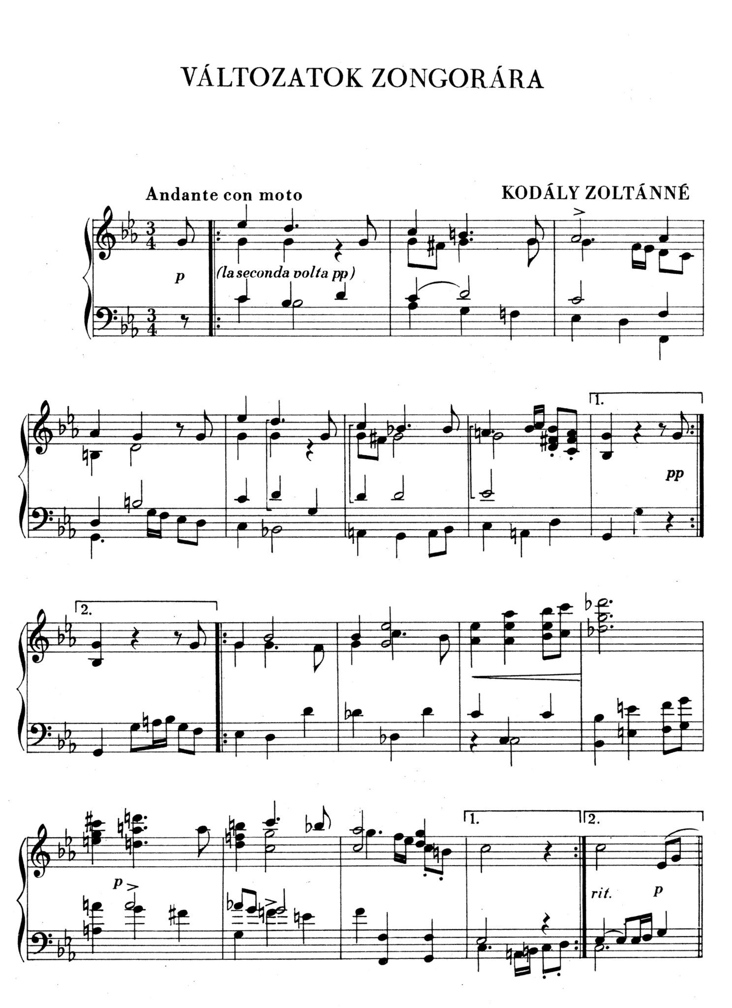 Kodaly, Zoltan - Pianorarescores