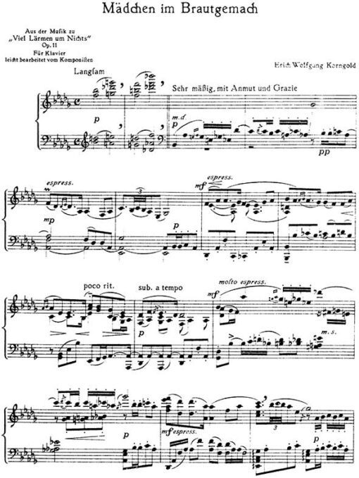 Korngold, Erich - Pianorarescores