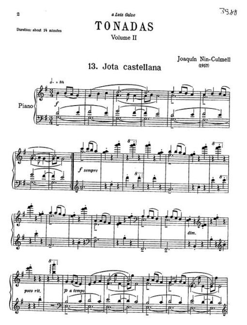 Joaquin Nin-Culmell piano sheet music