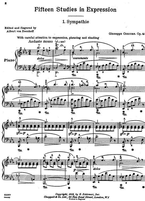 Giuseppe Concone piano etudes preludes sheet music