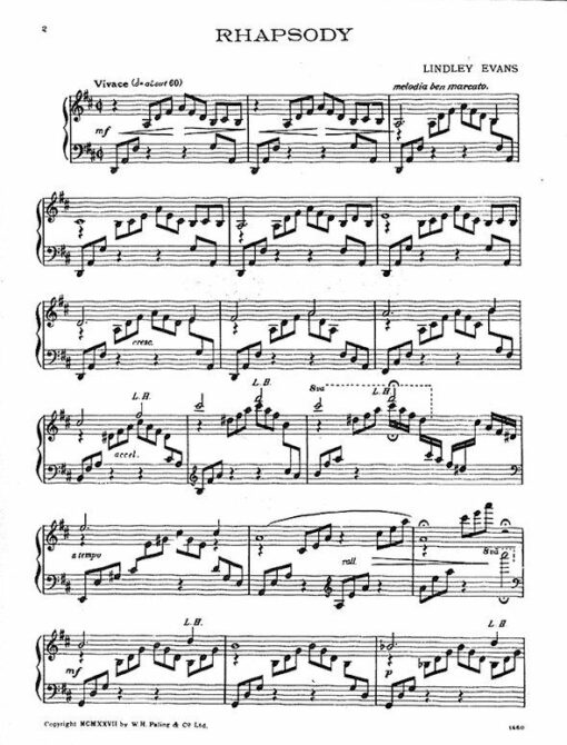 Lindley Evans Rhapsody Tally Ho! Vignette piano sheet music
