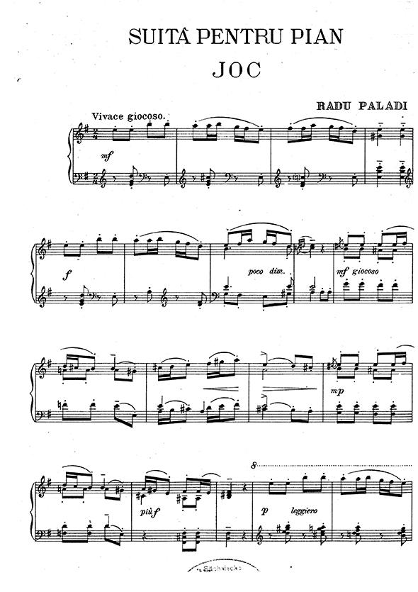Radu Paladi Suita pentru pian sheet music