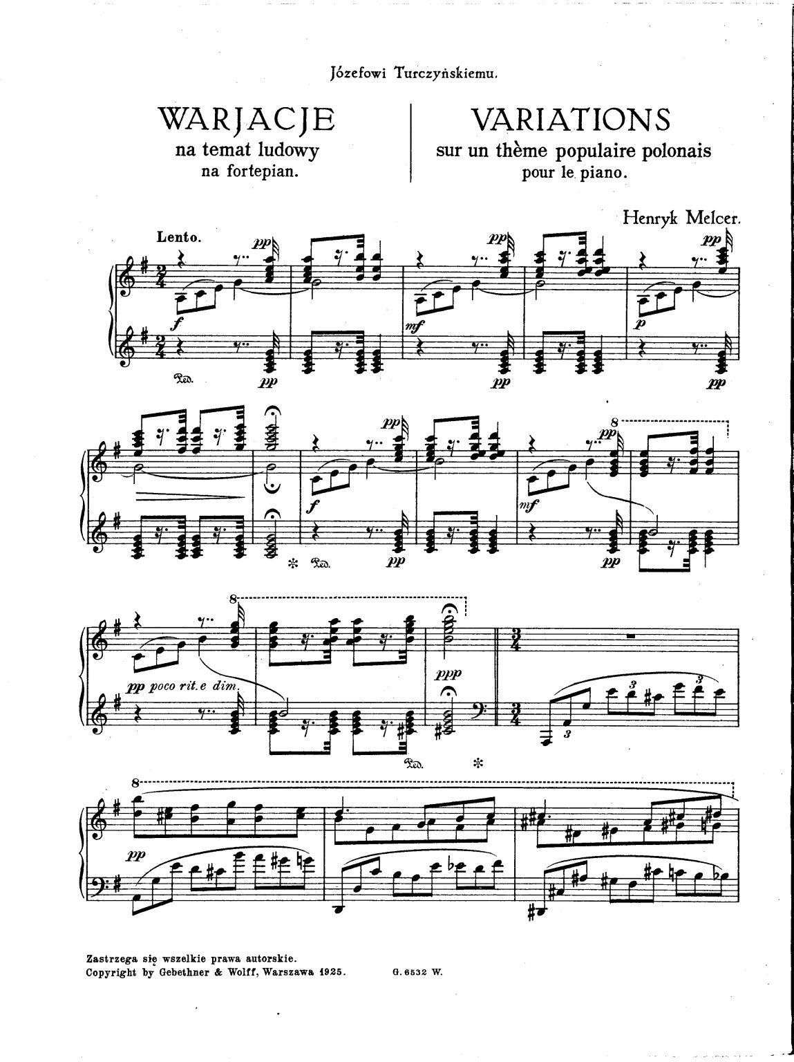 Melcer-Szczawiński, Henryk - Pianorarescores