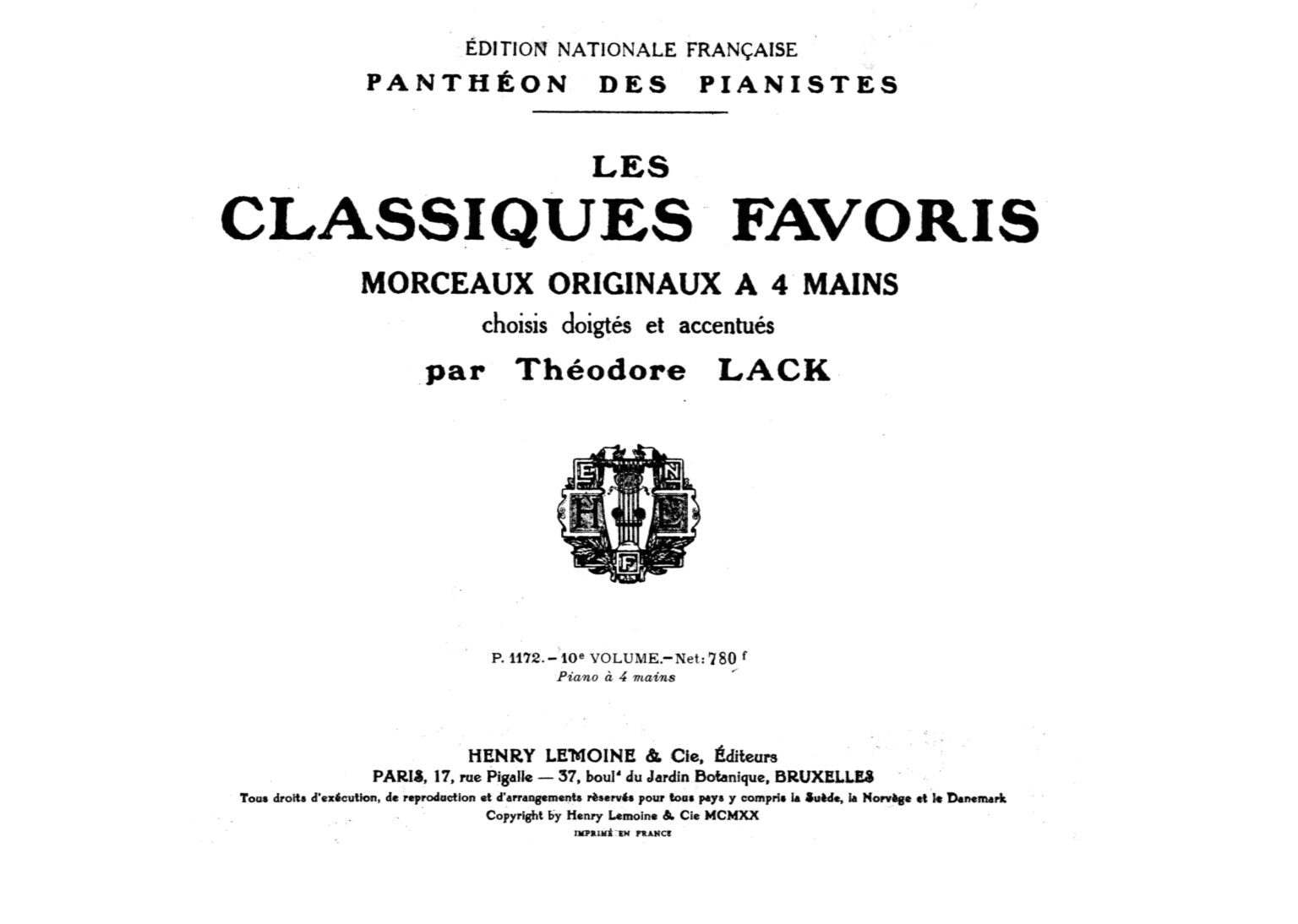 Les Classiques Favoris du Piano by Théodore Lack ALL VOLUMES